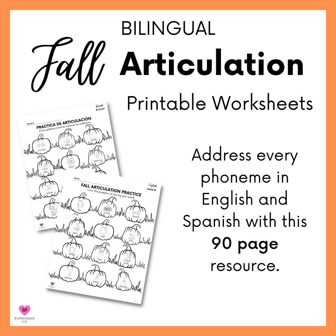 Bilingual Speech Therapy Worksheets - Fall – Bilingual Marketplace