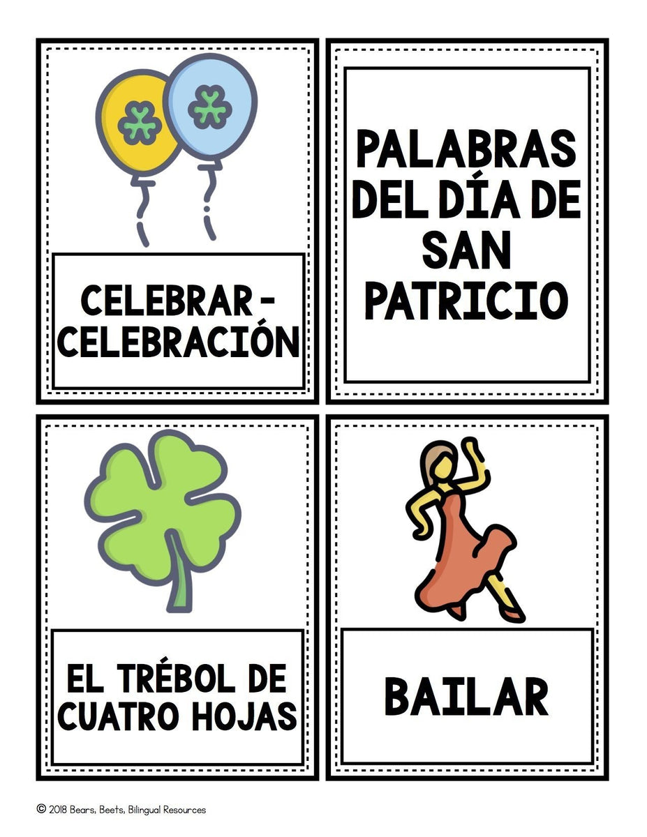 Bilingual St. Patrick's Word Cards – Bilingual Marketplace