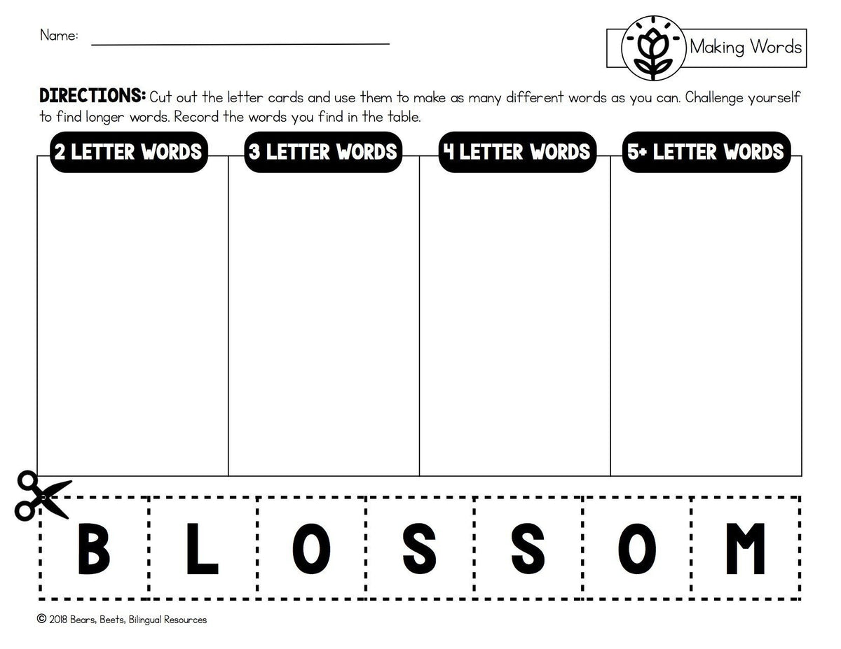 Bilingual Spring Making Words Activity – Bilingual Marketplace