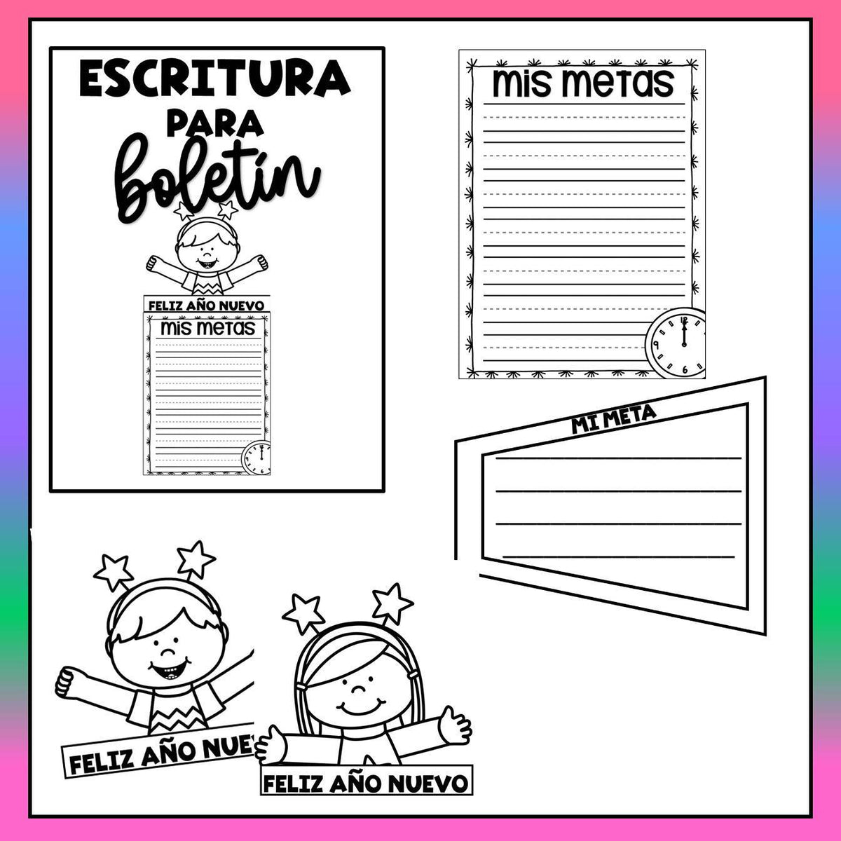 Actividades para el año nuevo ! Digital e imprimible – Bilingual ...