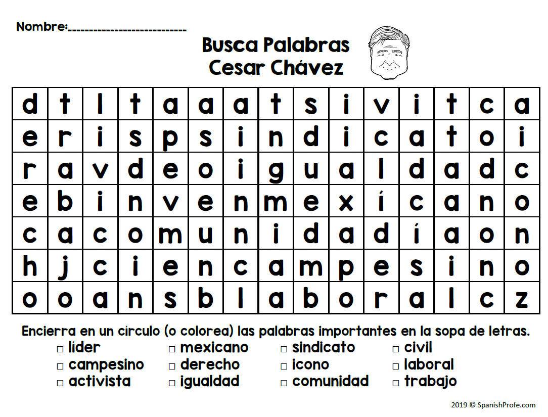 Cesar Chavez in Spanish (Actividades y escritura Cesar Chavez ...