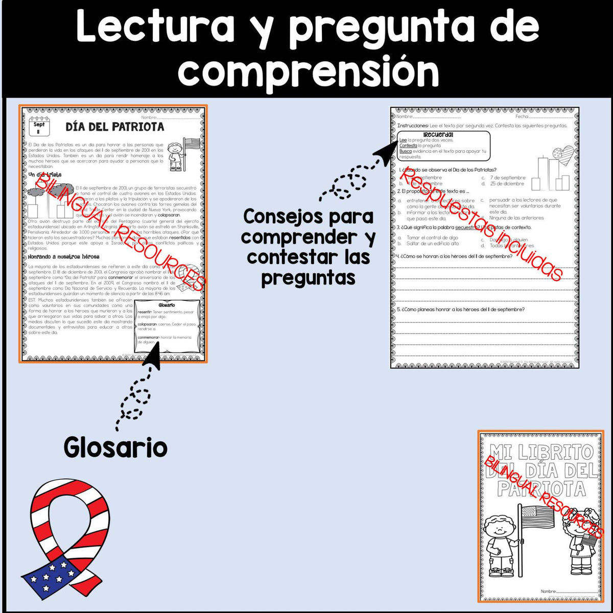 Patriot Day in Spanish- Día del Patriota - Lectura y actividades ...