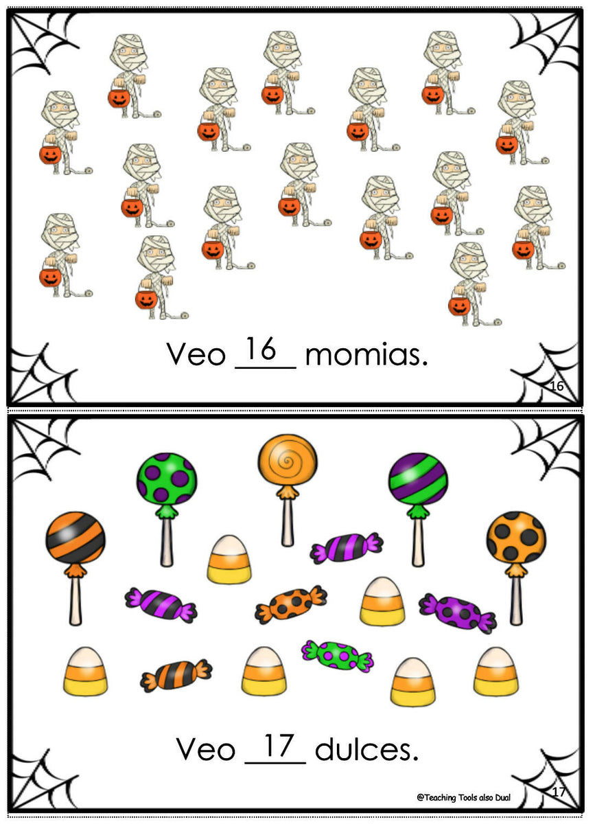 Mini-libro de Halloween - Contando de 1 - 20 (Programa Dual Español) S ...