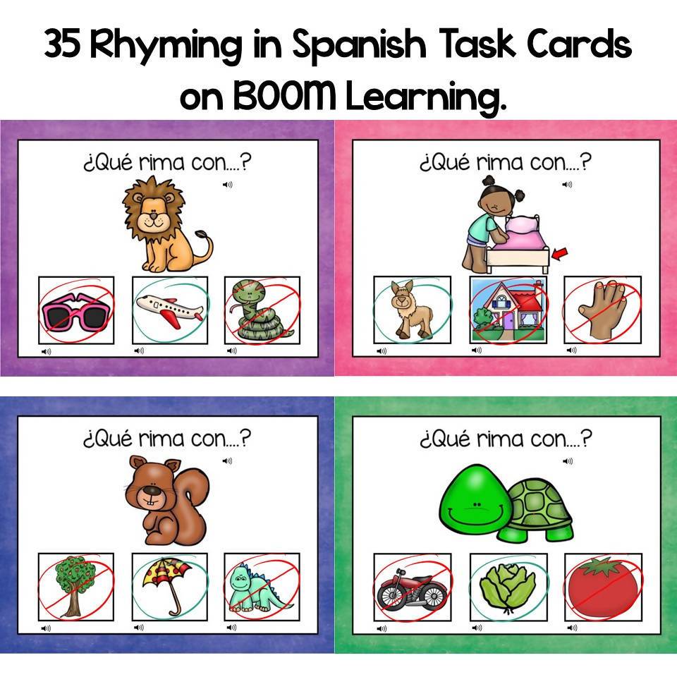 BOOM CARDS-Rhyming in Spanish (Distance Learning) – Bilingual Marketplace