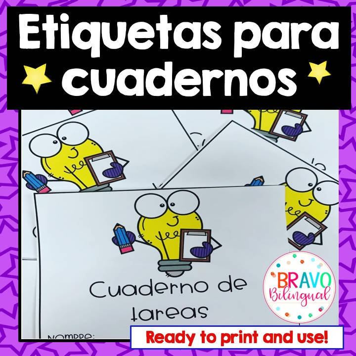 Cute labels for notebooks- Etiquetas para cuadernos – Bilingual Marketplace