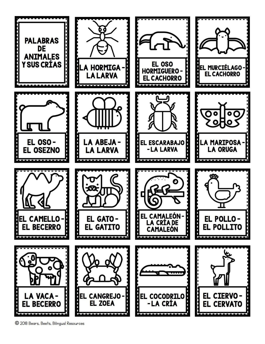 Bilingual Animal & Babies Word Cards – Bilingual Marketplace