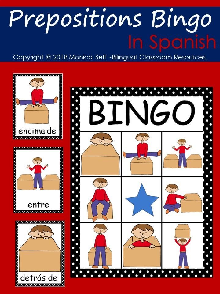 Prepositions Bingo In Spanish – Bilingual Marketplace