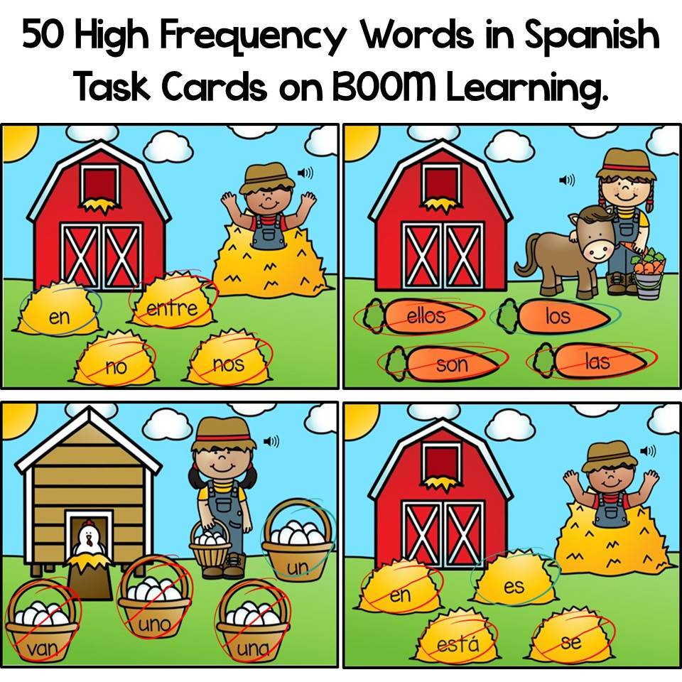 BOOM Cards High Frequency Words in Spanish- Palabras de uso frecuente ...