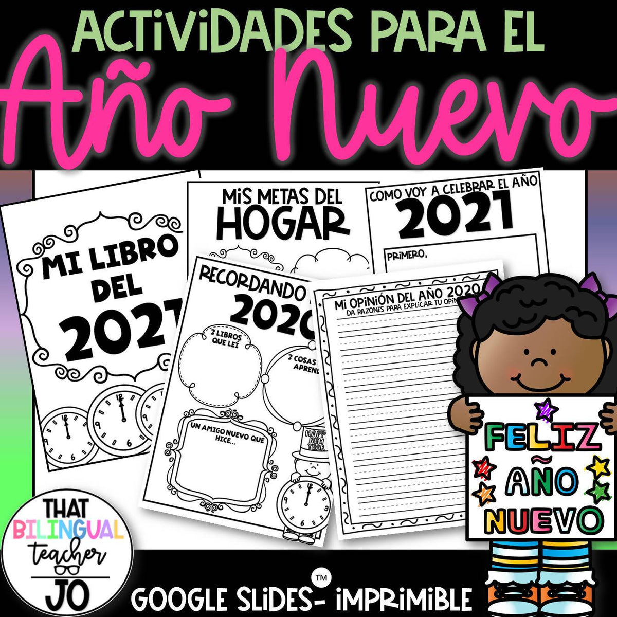 Actividades para el año nuevo ! Digital e imprimible – Bilingual ...