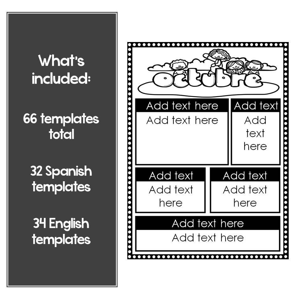 Editable Monthly Newsletter Templates in Spanish and English Version ...