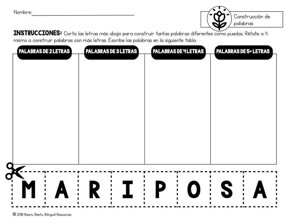 Bilingual Spring Making Words Activity – Bilingual Marketplace