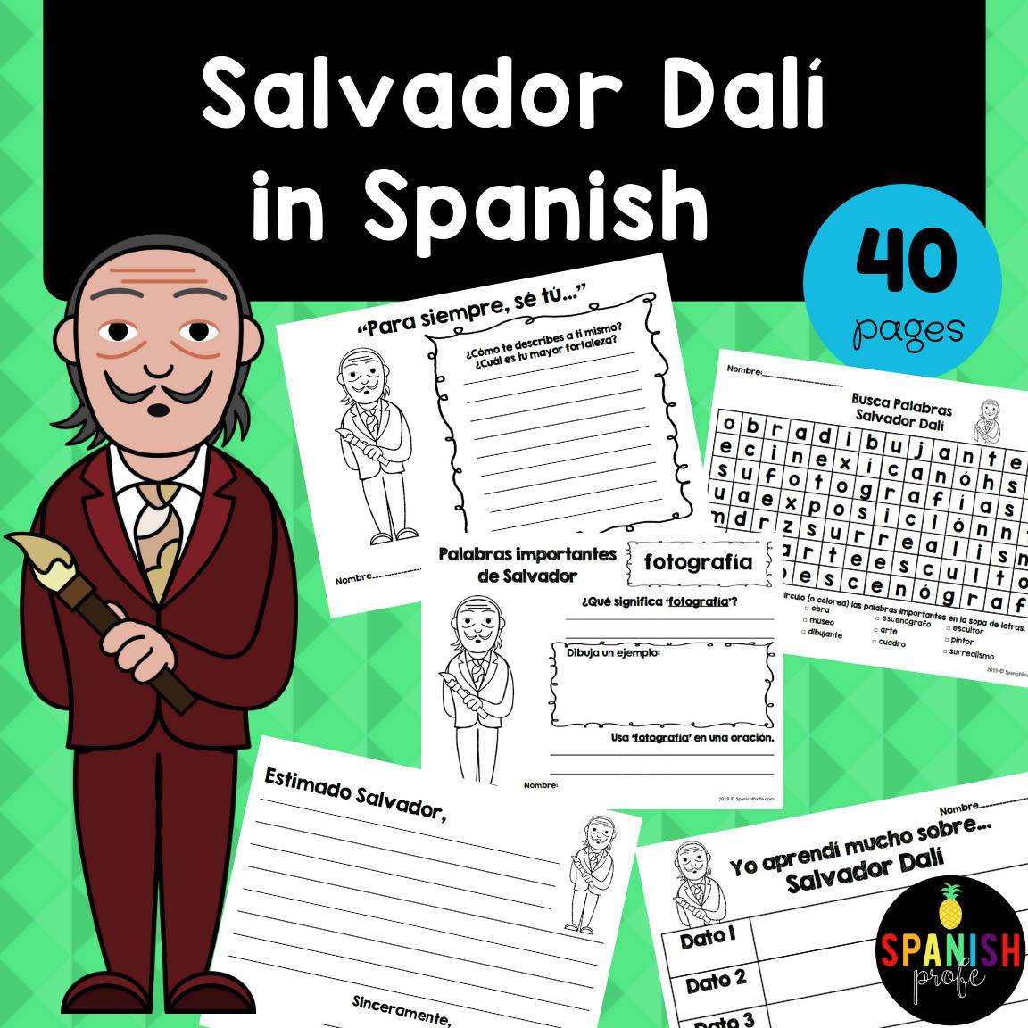 Salvador Dalí in Spanish (Actividades y Escritura Salvador Dalí ...