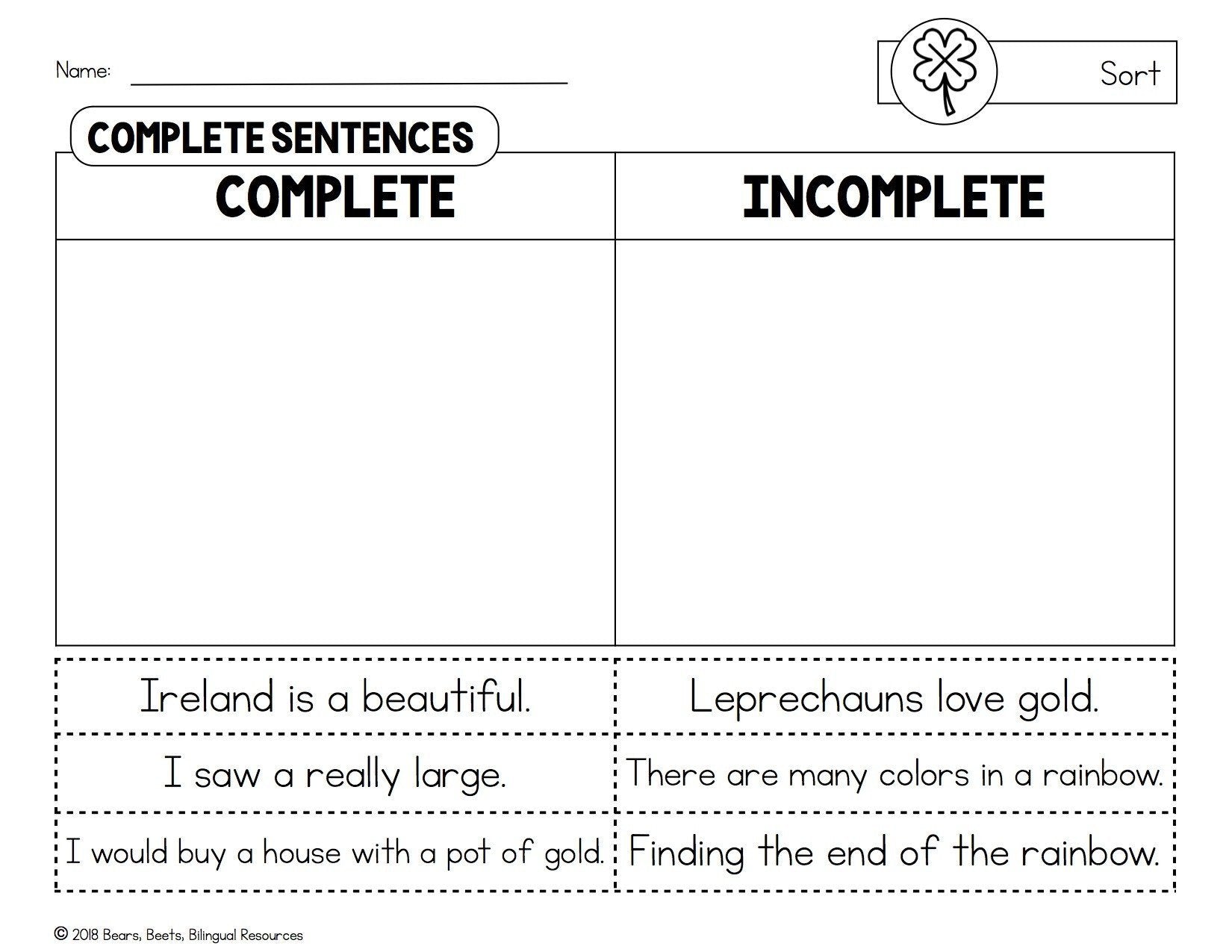 Bilingual St. Patrick's Grammar Sorts – Bilingual Marketplace