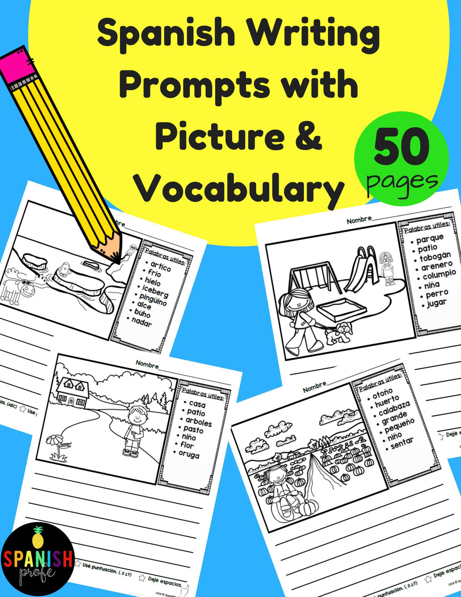 Spanish Writing Prompts with Vocabulary (Escritura) – Bilingual Marketplace