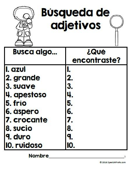 Los adjetivos (Adjectives in Spanish) – Bilingual Marketplace