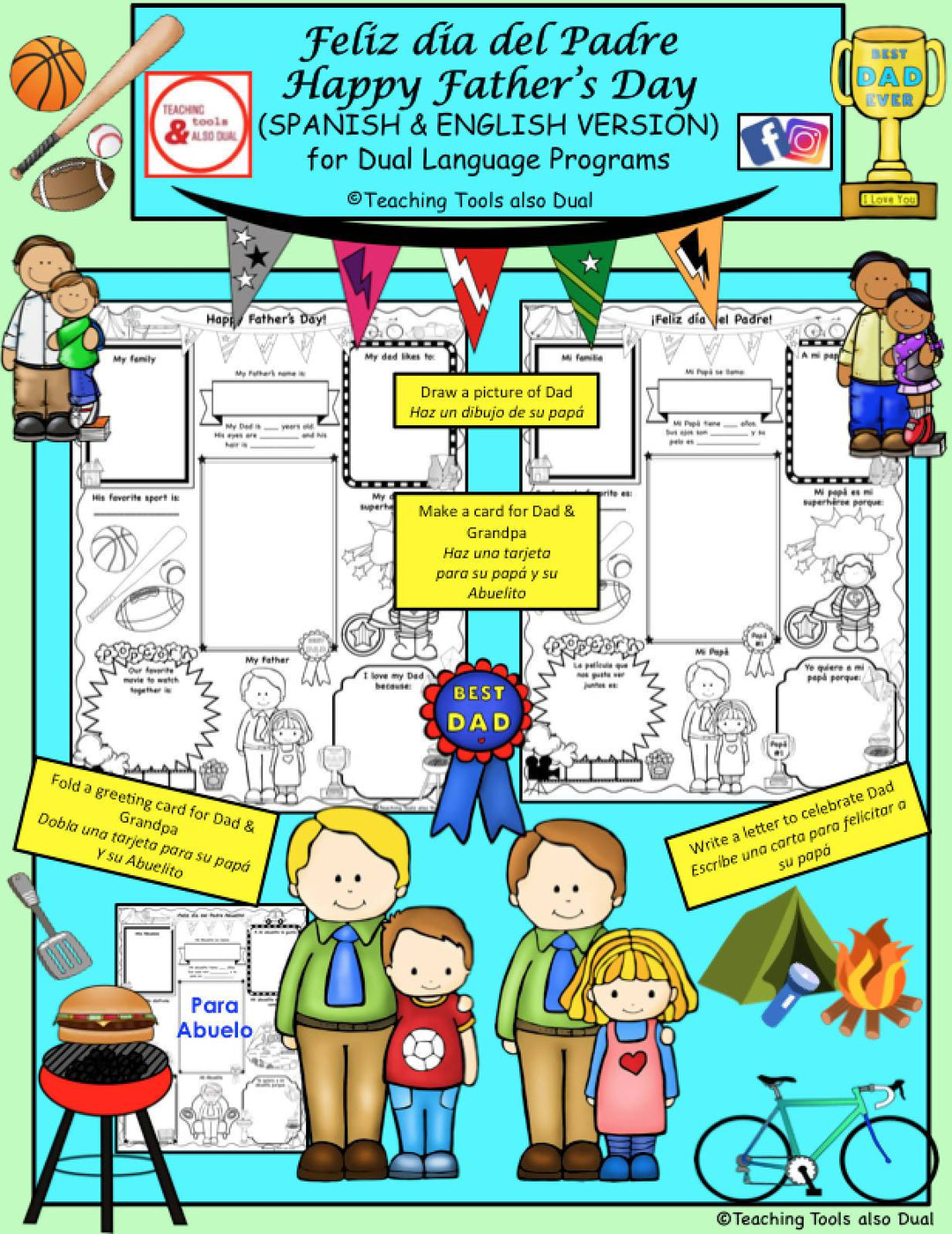 Feliz día del Padre - Happy Father's Day Activities Dual Spanish & Eng ...