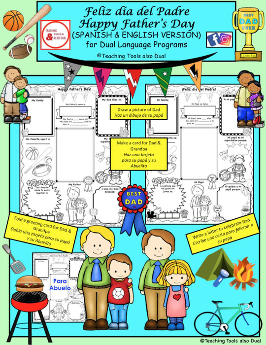 Feliz día del Padre - Happy Father's Day Activities Dual Spanish & Eng ...