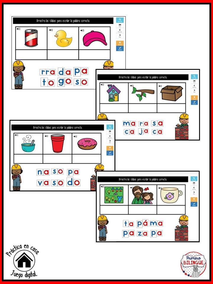 Formar palabras de dos sílabas/ Tarjetas digitales – Bilingual Marketplace