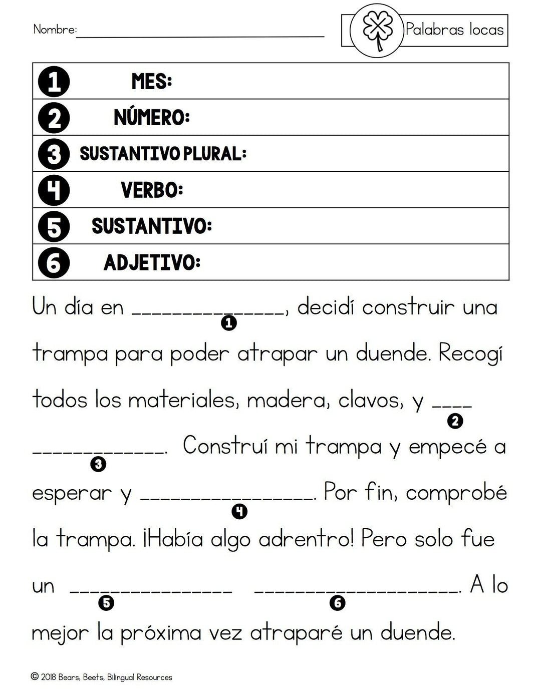 Bilingual St. Patrick's Mad Libs – Bilingual Marketplace