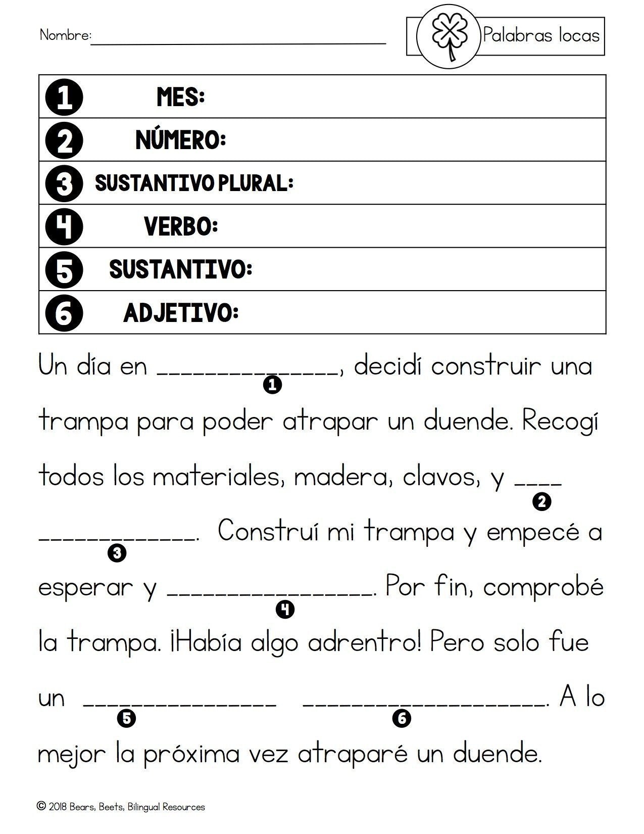 Bilingual St. Patrick's Mad Libs – Bilingual Marketplace