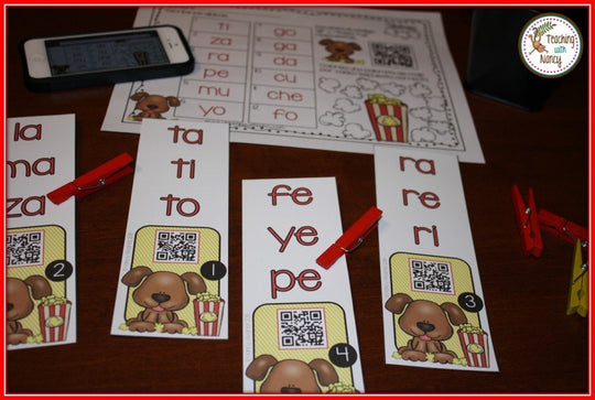 Spanish: Silabas Iniciales QR Code Stations – Bilingual Marketplace