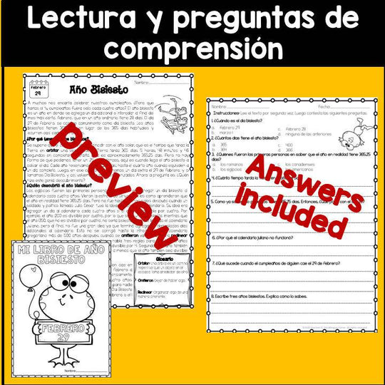 Año bisiesto - Leap year in Spanish - Reading- Activities – Bilingual ...