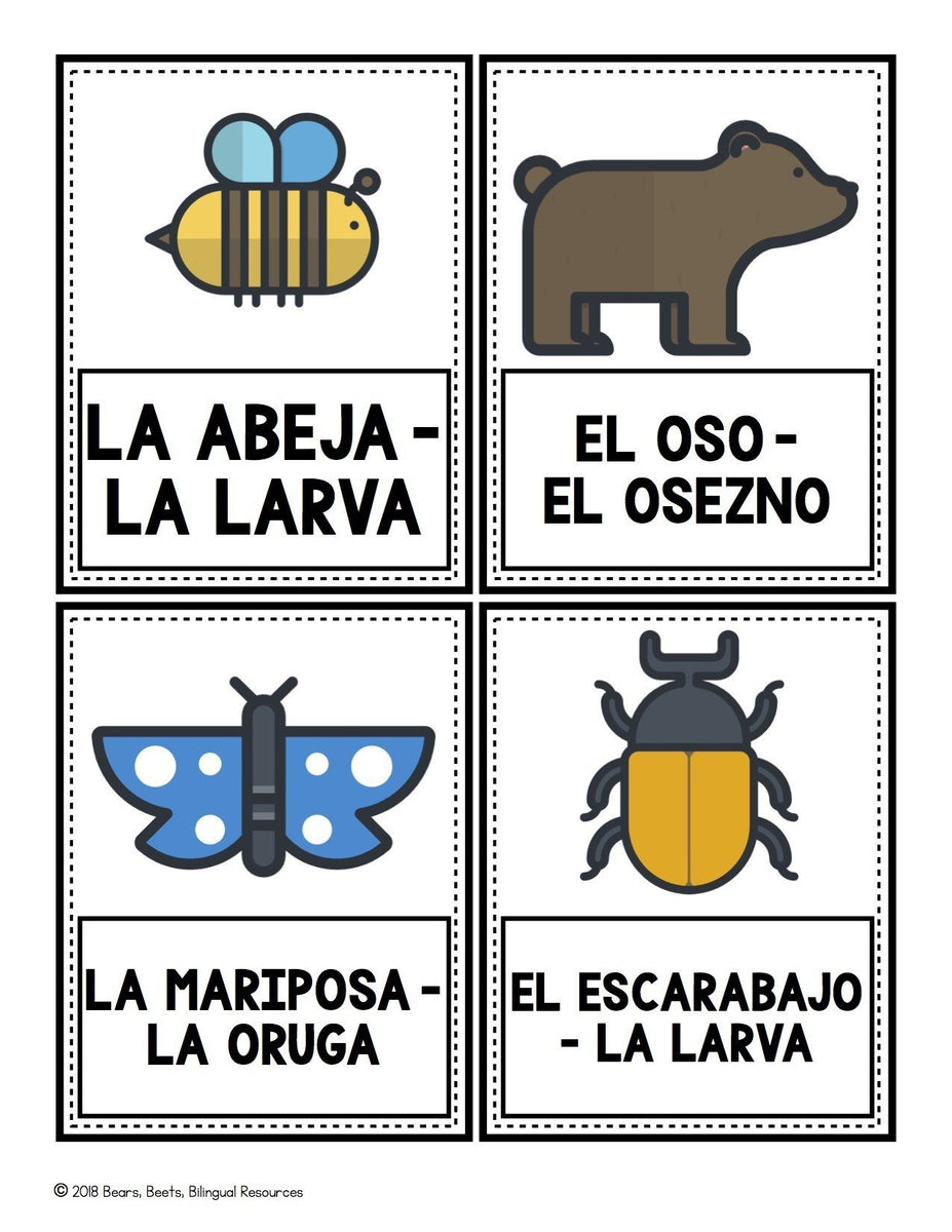 Bilingual Animal & Babies Word Cards – Bilingual Marketplace