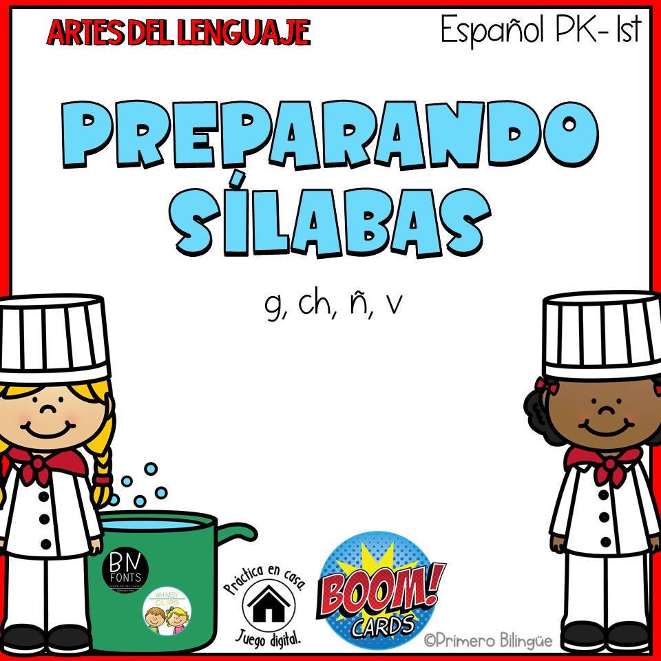 Preparar sílabas con g, ch, ñ, v Boom Cards – Bilingual Marketplace