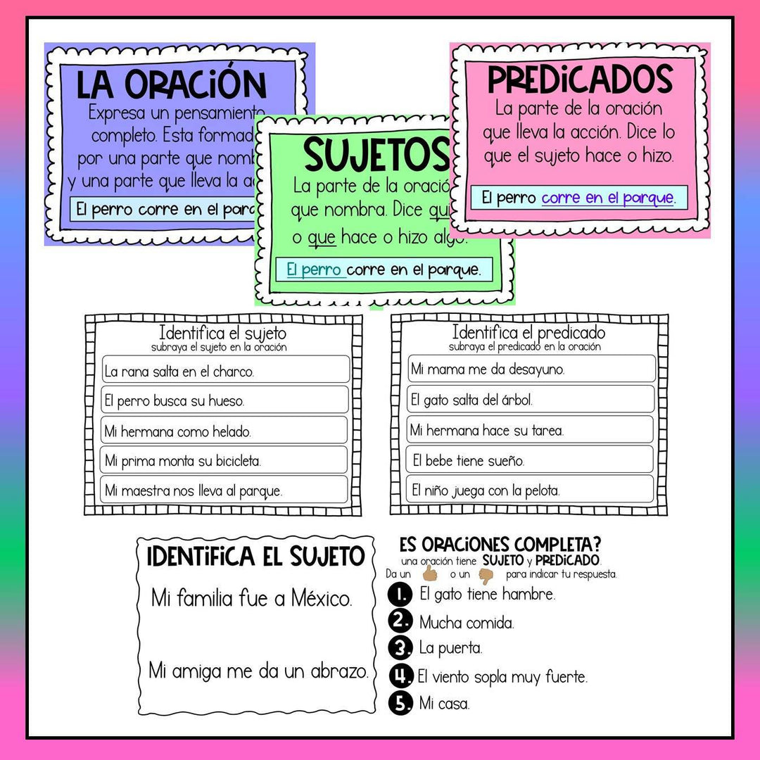 Gramatica Interactiva para Google Slides -Sujeto y Predicado ...