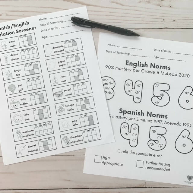 Spanish/English Articulation Screener – Bilingual Marketplace