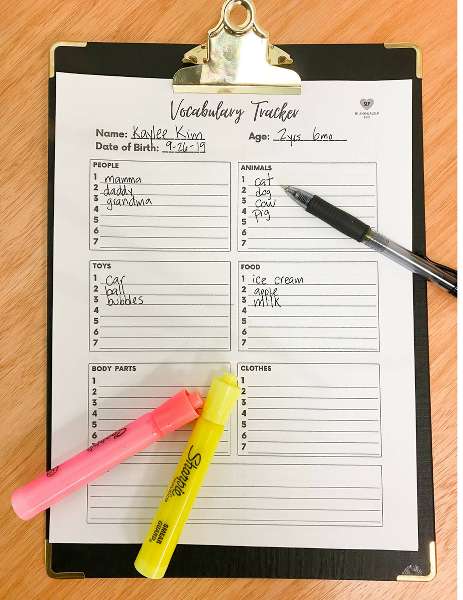 Vocabulary Tracker (English & Spanish) – Bilingual Marketplace
