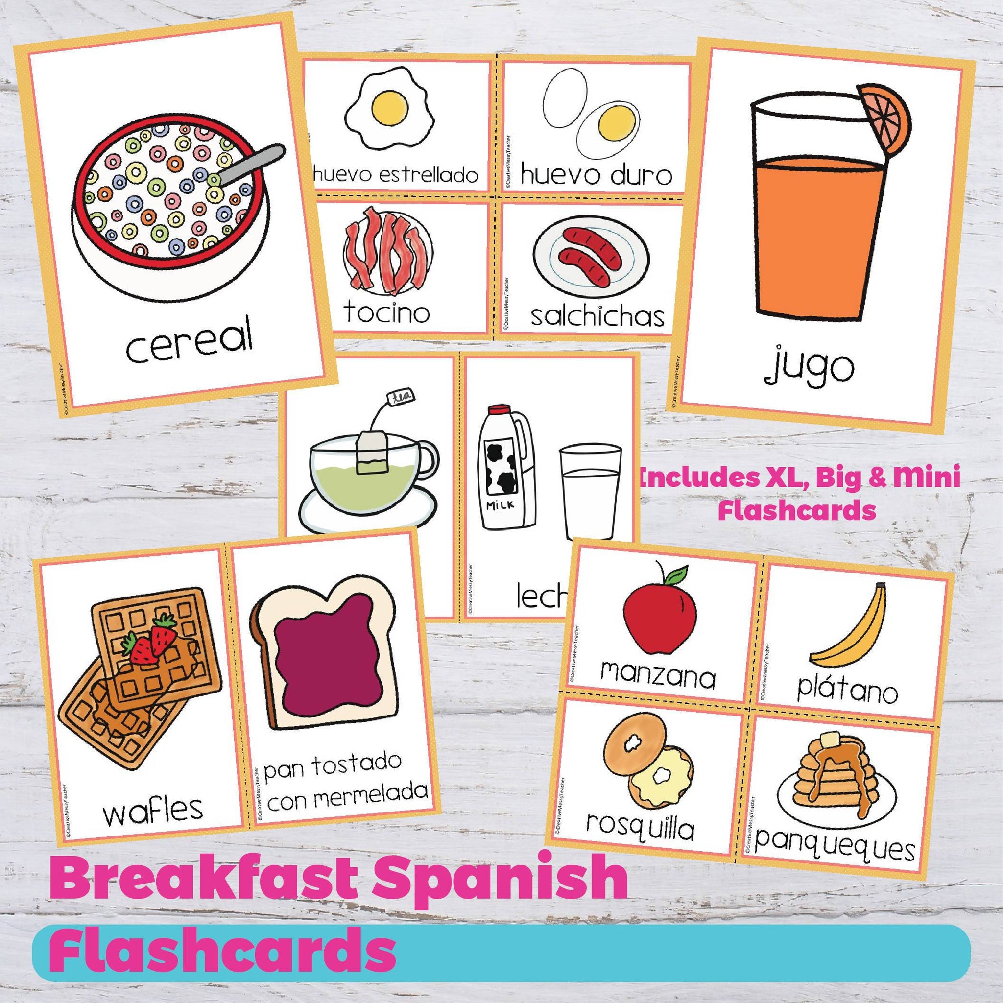 EL Desayuno Flashcards - Breakfast Spanish Flashcards – Bilingual ...