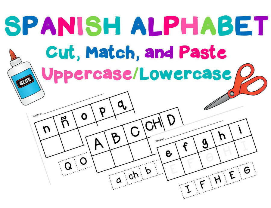 SPANISH ALPHABET Cut, Match, and Paste Uppercase/Lowercase – Bilingual ...