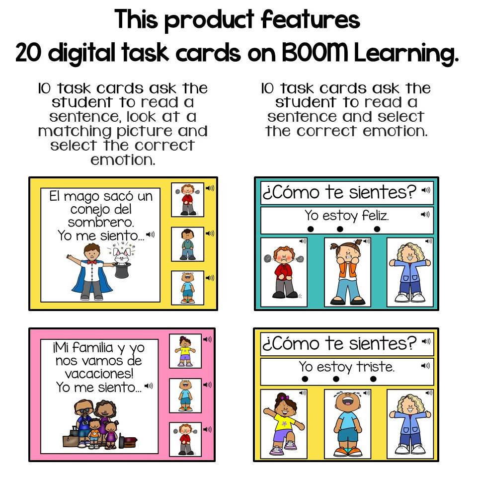 BOOM Cards Identifying emotions-Las emociones (Distance Learning ...