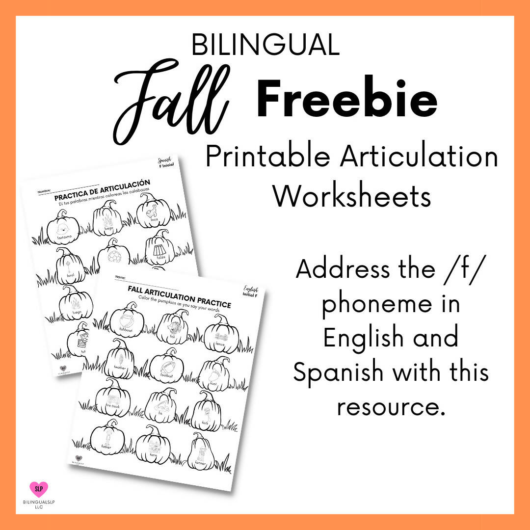 Bilingual Articulation Worksheets - F Words – Bilingual Marketplace