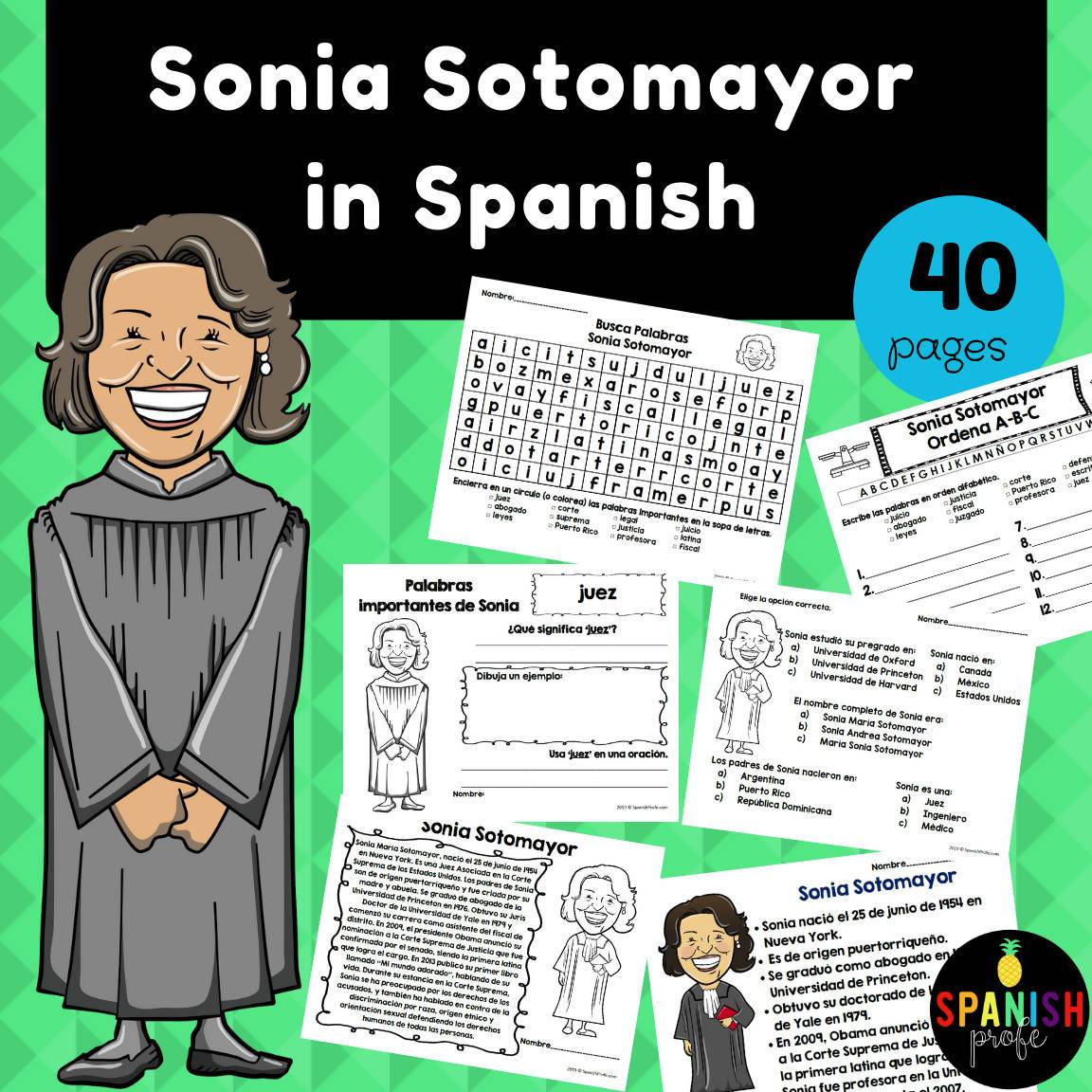 Sonia Sotomayor in Spanish (Actividades Sonia Sotomayor) – Bilingual ...