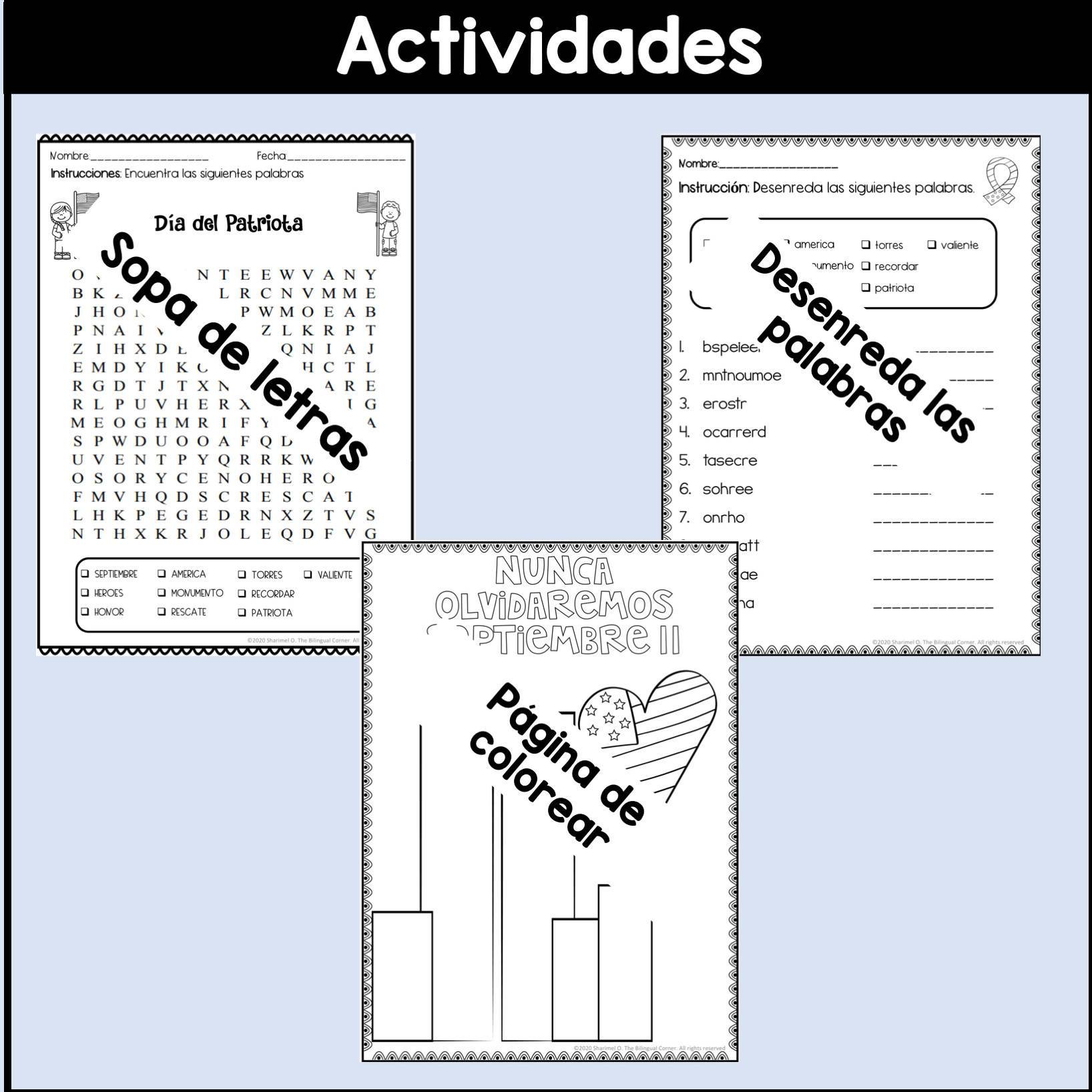 Patriot Day in Spanish- Día del Patriota - Lectura y actividades ...