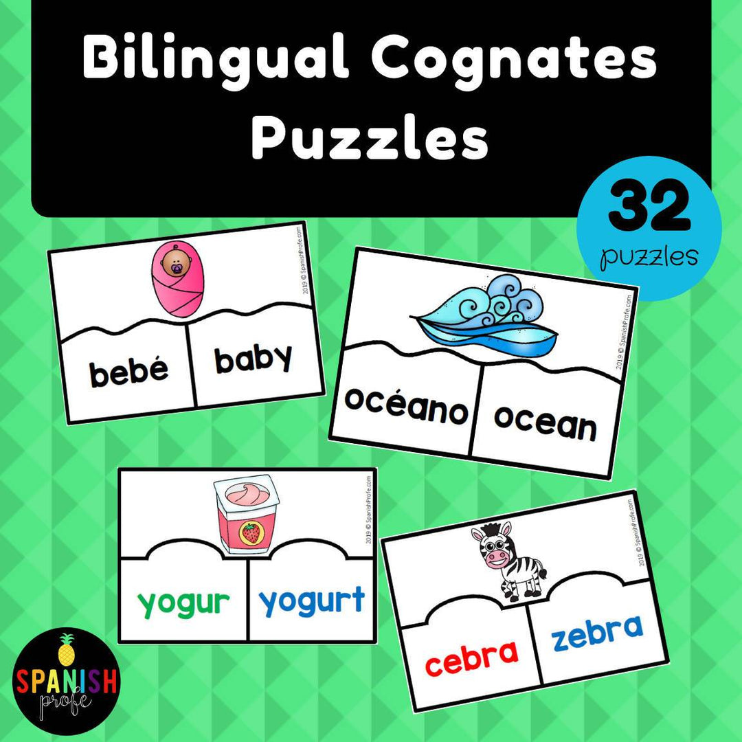 Bilingual (Spanish/English) Cognates Puzzles (Rompecabezas cognados ...
