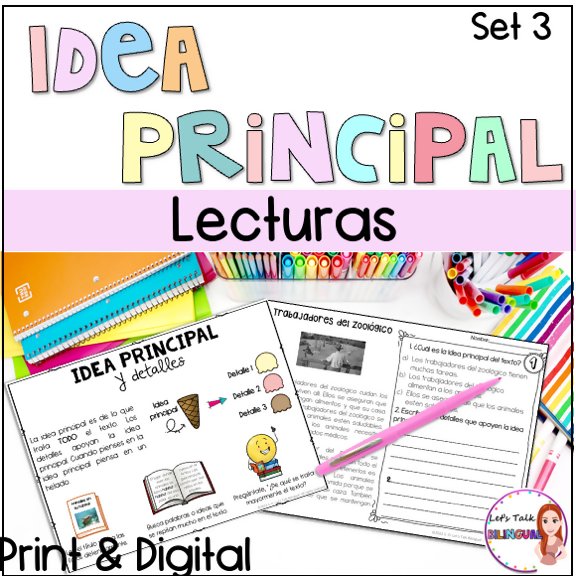 Idea principal y detalles/Main idea and details in Spanish – Bilingual ...