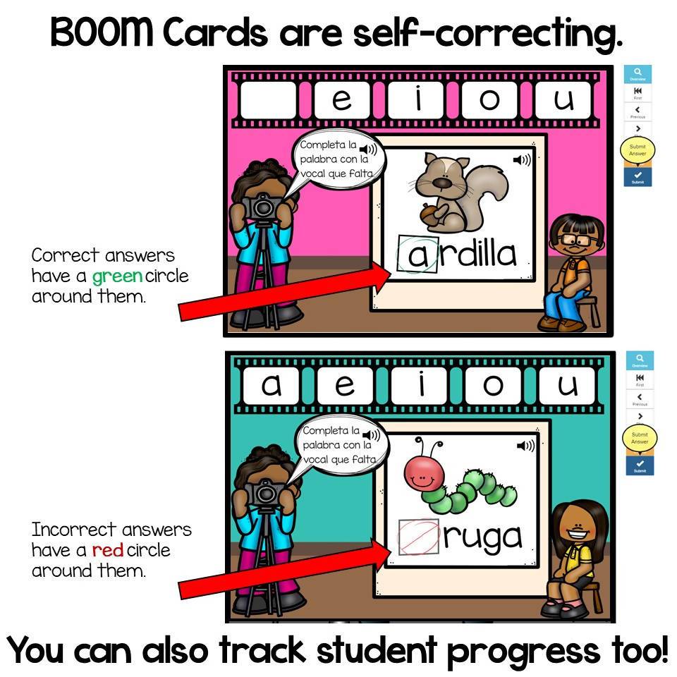 BOOM Cards Vowels in Spanish-Las vocales-Sonido inicial (Distance Lear ...