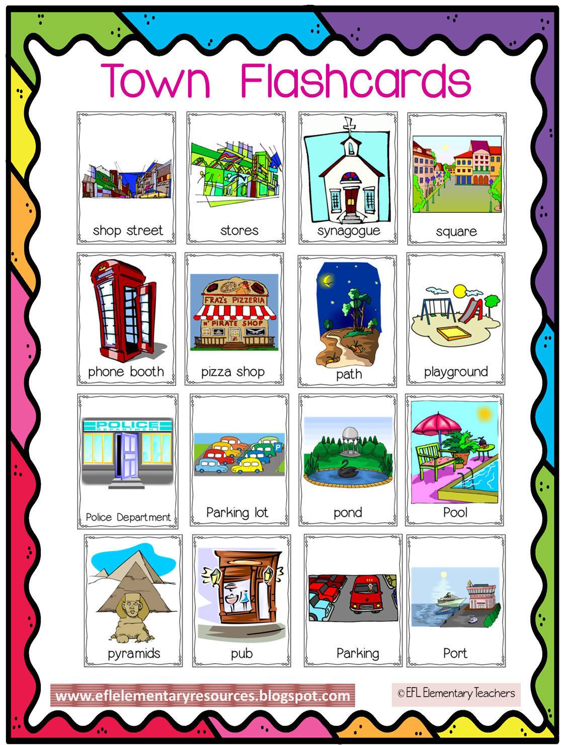 Town Flashcards for Elementary ESL – Bilingual Marketplace