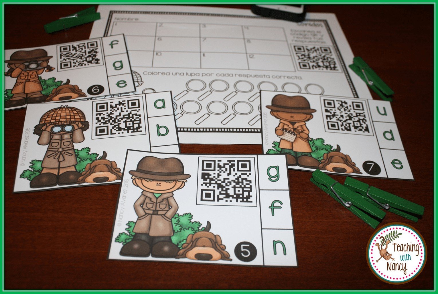 Spanish: Letter Sound Detective QR Code Station – Bilingual Marketplace