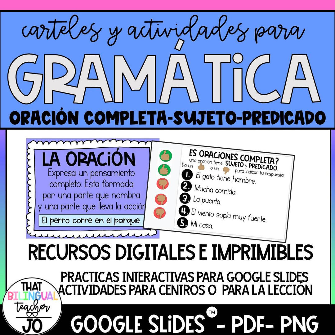 Gramatica Interactiva para Google Slides -Sujeto y Predicado ...