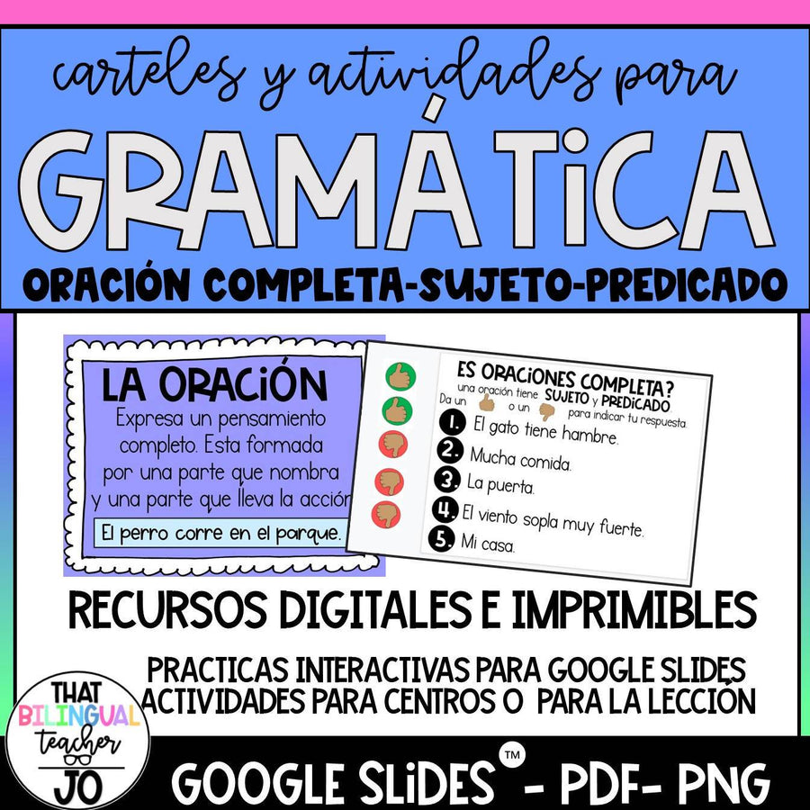 Gramatica Interactiva para Google Slides -Sujeto y Predicado ...