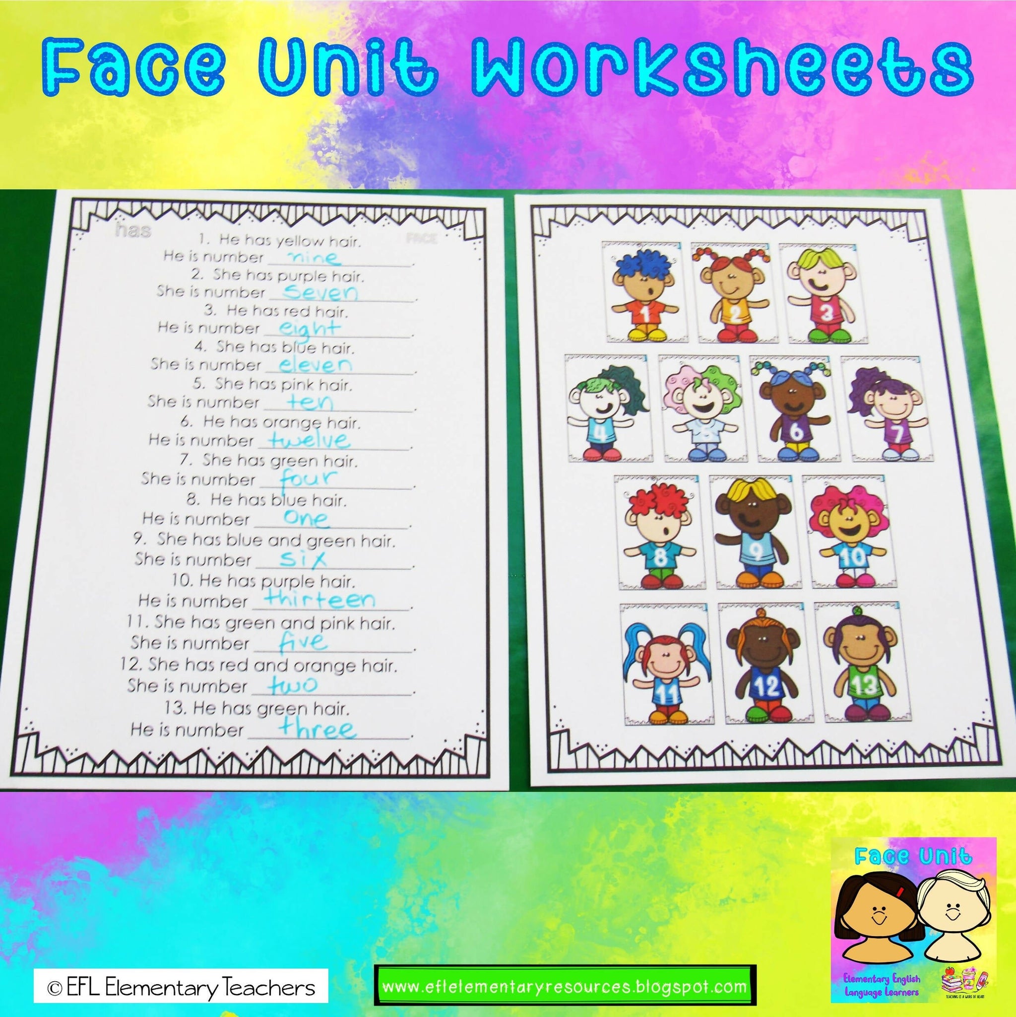 Face Unit for Elementary English Language Learners – Bilingual Marketplace