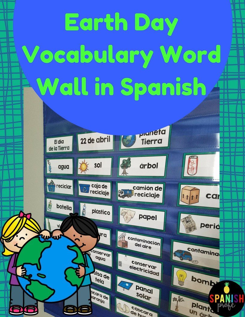 Earth Day Vocabulary Word Wall in Spanish (El dia de la tierra vocabul ...