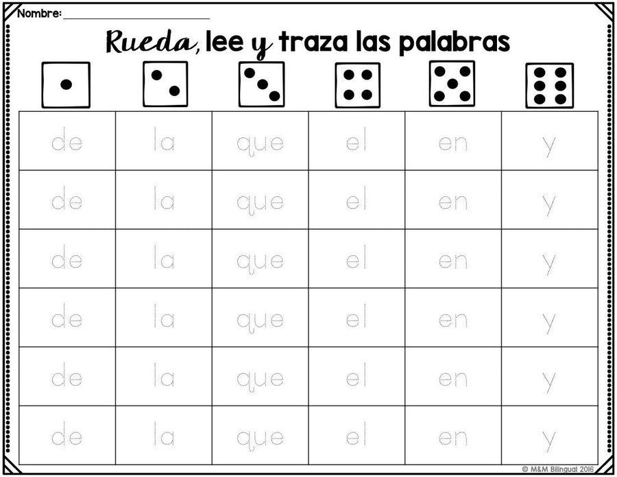 Roll & Read Spanish High Frequency Words – Bilingual Marketplace