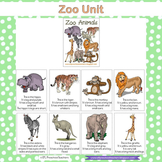 Zoo Animals Unit for Kindergarten EFL – Bilingual Marketplace