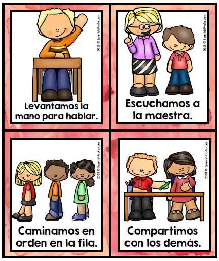 Classroom Rules in Spanish (Posters and Cards) Reglas del salon Red Ro ...