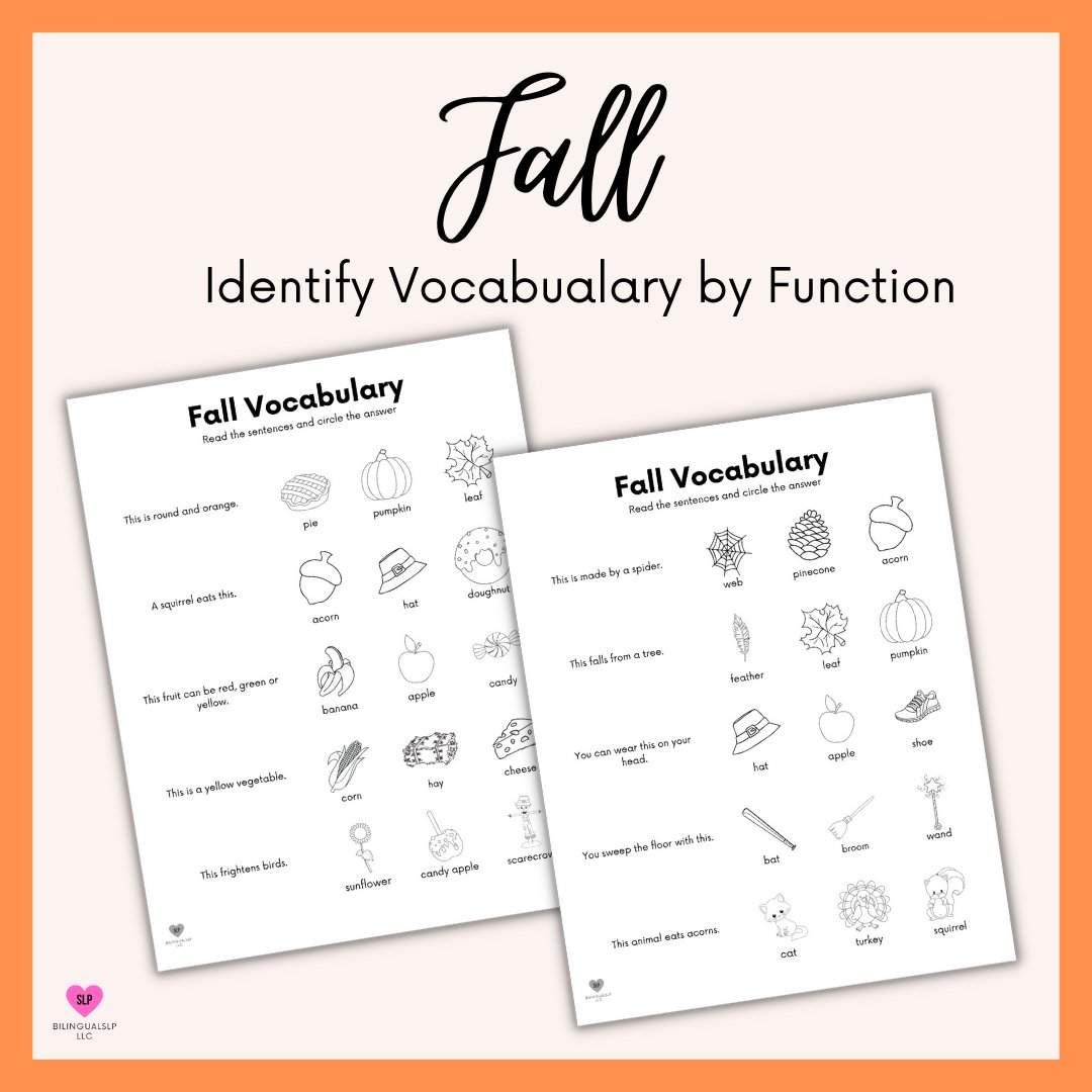 Fall Identifying Objects by Function Worksheets – Bilingual Marketplace
